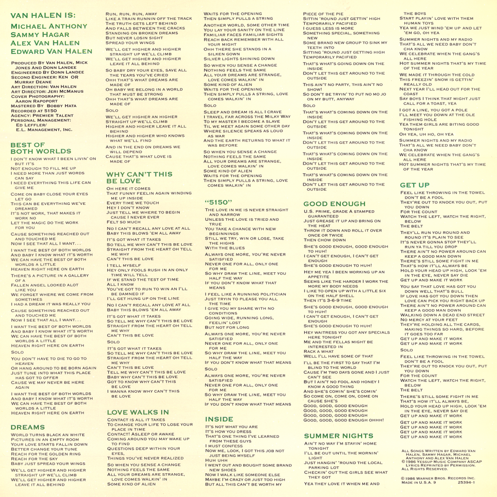 Van Halen – 5150 | Vinyl Album Covers.com