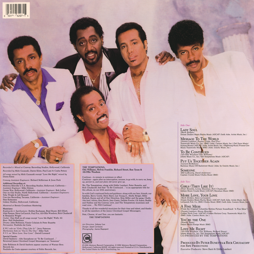 The Temptations – To Be Continued… | Vinyl Album Covers.com