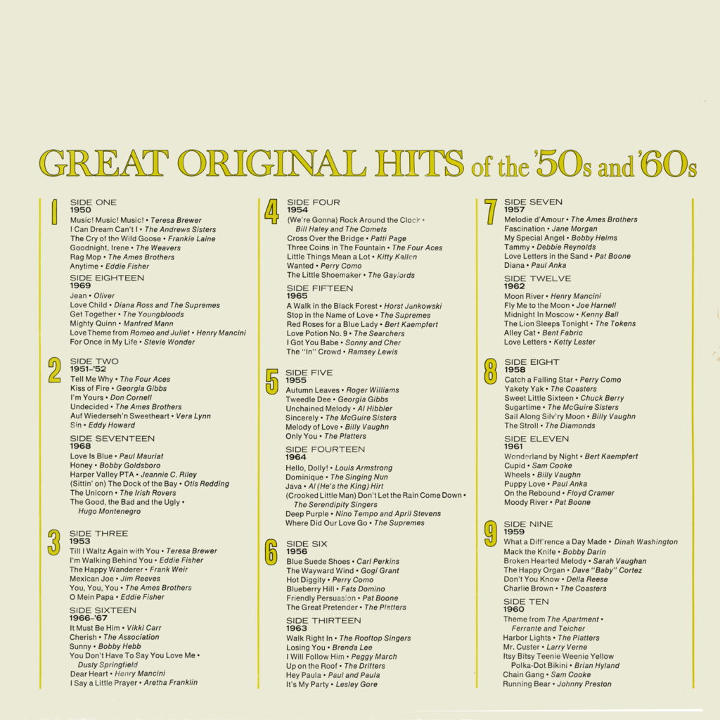 Reader’s Digest – Great Original Hits of the ’50s and ’60s | Vinyl ...